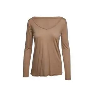 CONQUISTA Light V Neck Top - Brown