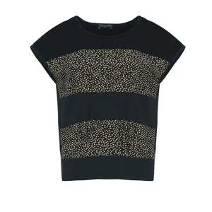 CONQUISTA Contemporary Contrast Jersey & Poplin Top - Black