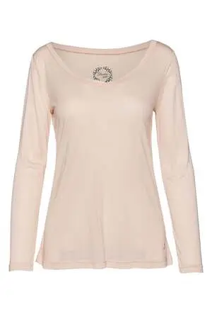 CONQUISTA Long Sleeve Light Pink Top - Orange