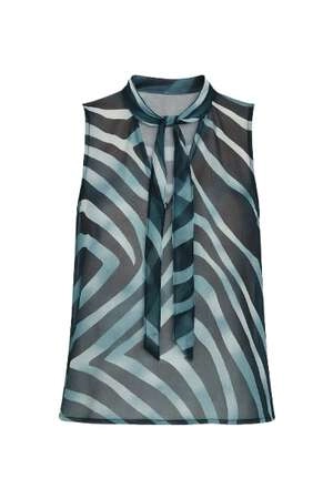 CONQUISTA Sleeveless Tie Detail Top In Navy - Blue