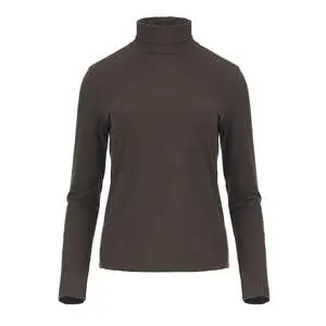 CONQUISTA Turtle Neck Top In Sustainable Fabric - Brown