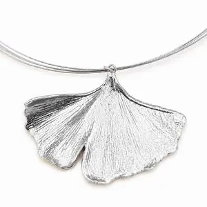 MOTHER NATURE JEWELRY Sterling Ginkgo Biloba Leaf Pendant Necklace - Silver