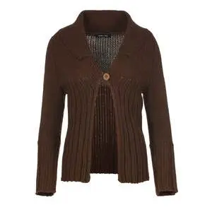 CONQUISTA Fitted Knit Cardigan With One Button Fastening - Brown