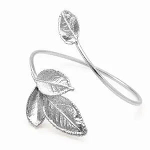 MOTHER NATURE JEWELRY Rose Leaves Bracelet, Handmade Statement Cuff Nature Jewelry, Sterling - Silver