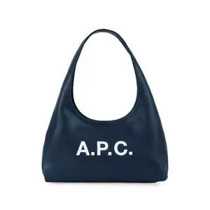 A.p.c. Navy Logo Print Tote Bag - Blue