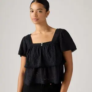 LEVI'S Dom Short-sleeve Lace Blouse - Anthracite Night