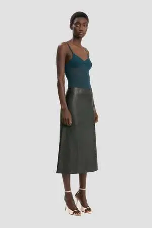 Victoria Beckham Panelled Leather Midi Skirt