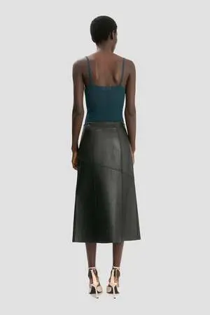 Victoria Beckham Panelled Leather Midi Skirt