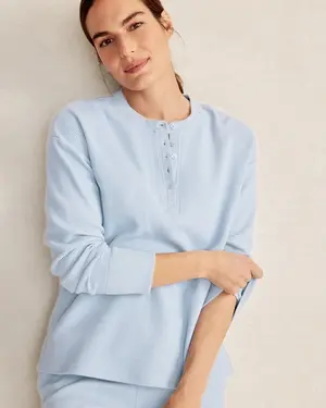 HAVEN WELL WITHIN Organic Cotton Waffle Knit Henley Long Sleeve