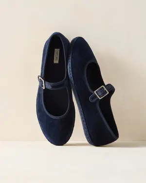 HAVEN WELL WITHIN Velvet Mary Jane Ballet Flats Nightfall