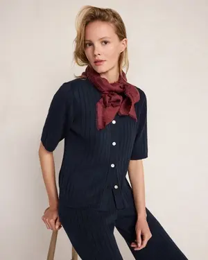 HAVEN WELL WITHIN Organic Cotton Ribbed Short Sleeve Sweater