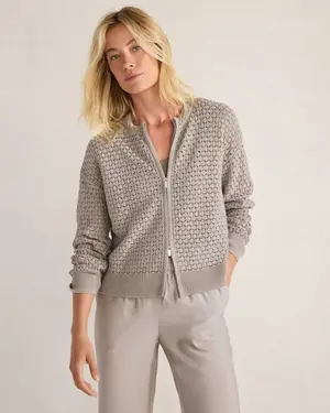 HAVEN WELL WITHIN Organic Cotton Linen Open Stitch Cardigan - Mushroom