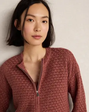 HAVEN WELL WITHIN Organic Cotton Linen Open Stitch Cardigan - Mushroom