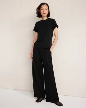 HAVEN WELL WITHIN Double Knit Pleated Wide Leg Trousers - Black