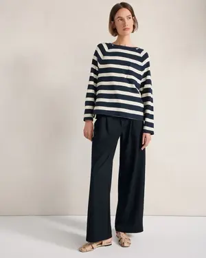 HAVEN WELL WITHIN Double Knit Pleated Wide Leg Trousers - Nightfall
