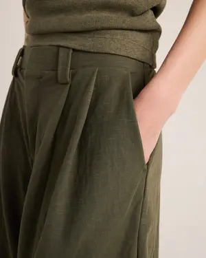 HAVEN WELL WITHIN Double Knit Pleated Wide Leg Trousers - Nightfall