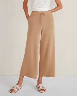 HAVEN WELL WITHIN Organic Cotton Jersey Wide Leg Pants - Anise