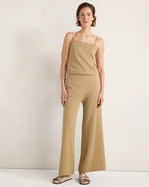 HAVEN WELL WITHIN Organic Cotton Jersey Wide Leg Pants - Truffle