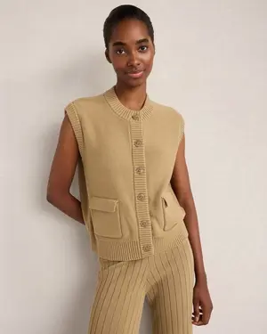 HAVEN WELL WITHIN Organic Cotton Button Front Vest