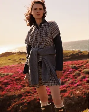 HAVEN WELL WITHIN Crepe Gauze Plaid Shorts