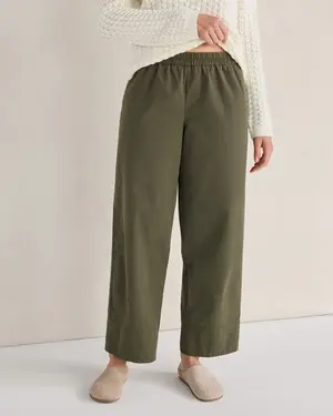 HAVEN WELL WITHIN Organic Cotton Twill Barrel Leg Pants - Forest