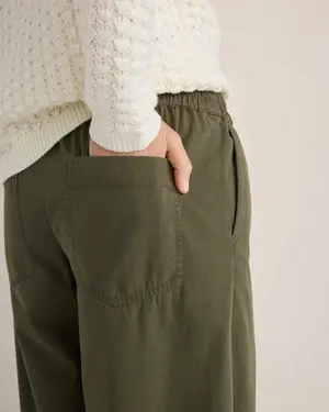 HAVEN WELL WITHIN Organic Cotton Twill Barrel Leg Pants - Forest