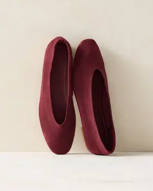 HAVEN WELL WITHIN Soft Suede Ballet Flats - Claret