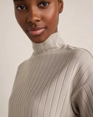 HAVEN WELL WITHIN Ribbed Mock Neck Top