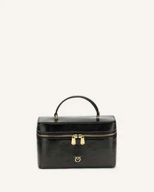 Pinko Classic Leather Beauty Case - Black