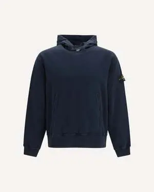 Stone Island Hooded Sweatshirt With Front Pocket - Blue
