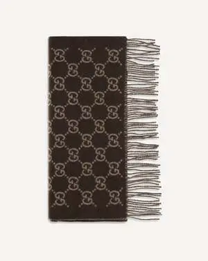 Gucci Gg Cashmere Scarf - Brown