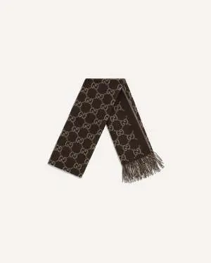 Gucci Gg Cashmere Scarf - Brown