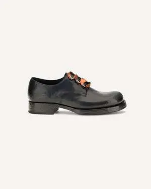 Prada Distressed Leather Lace-up Shoes
