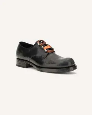 Prada Distressed Leather Lace-up Shoes