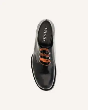 Prada Distressed Leather Lace-up Shoes