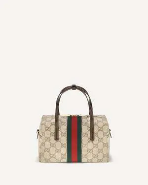 Gucci Mini Boston Handbag With Web Stripe