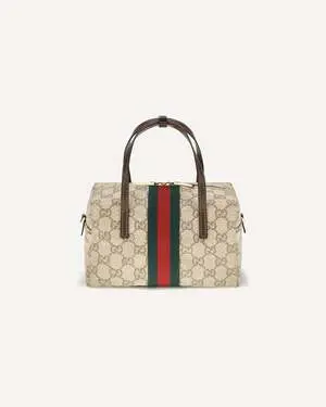 Gucci Mini Boston Handbag With Web Stripe
