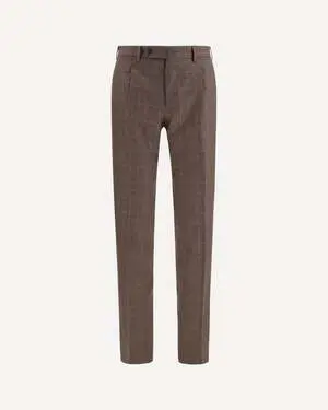 GERMANO Tailored Straight-leg Pants With Subtle Checked Pattern - Brown