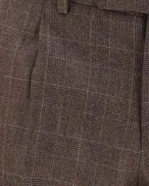 GERMANO Tailored Straight-leg Pants With Subtle Checked Pattern - Brown