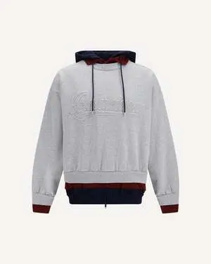 Balenciaga Layered Cotton Hoodie With Embroidered Logo - Multicolour