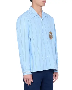 BAZISZT Merit Crest Pocket Stripe Shirt - Light Blue