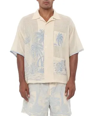 BAZISZT Chand Palm Woven Graphic Shirt