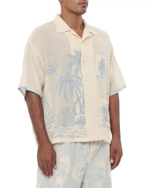 BAZISZT Chand Palm Woven Graphic Shirt