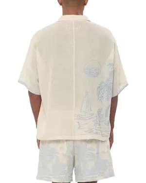 BAZISZT Chand Palm Woven Graphic Shirt