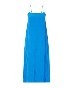 Tibi Crinkled Satin Midi Dress - Blue