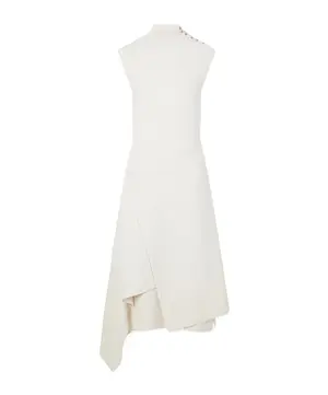 LANVIN Draped Wool-blend Turtleneck Midi Dress - No