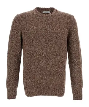 GRAN SASSO Herringbone Crew-neck Sweater - Brown