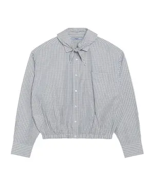 Prada Madras Fabric Shirt With Tie Neck