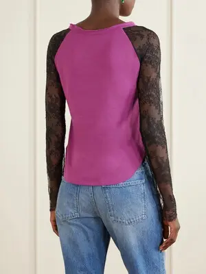 Valentino Garavani Printed Crewneck Lace Top - No