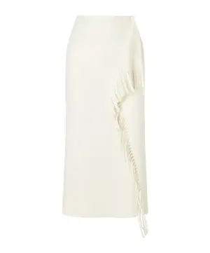 LANVIN Fringed Wool-blend Midi Skirt
